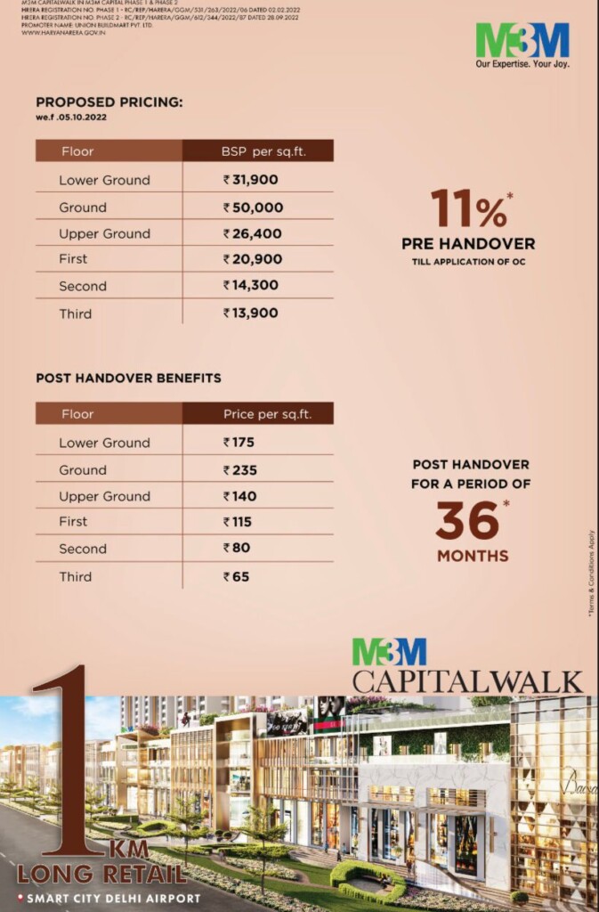 M3M Capital Walk Luxury Commercial Shops in Sector 113 Gurgaon