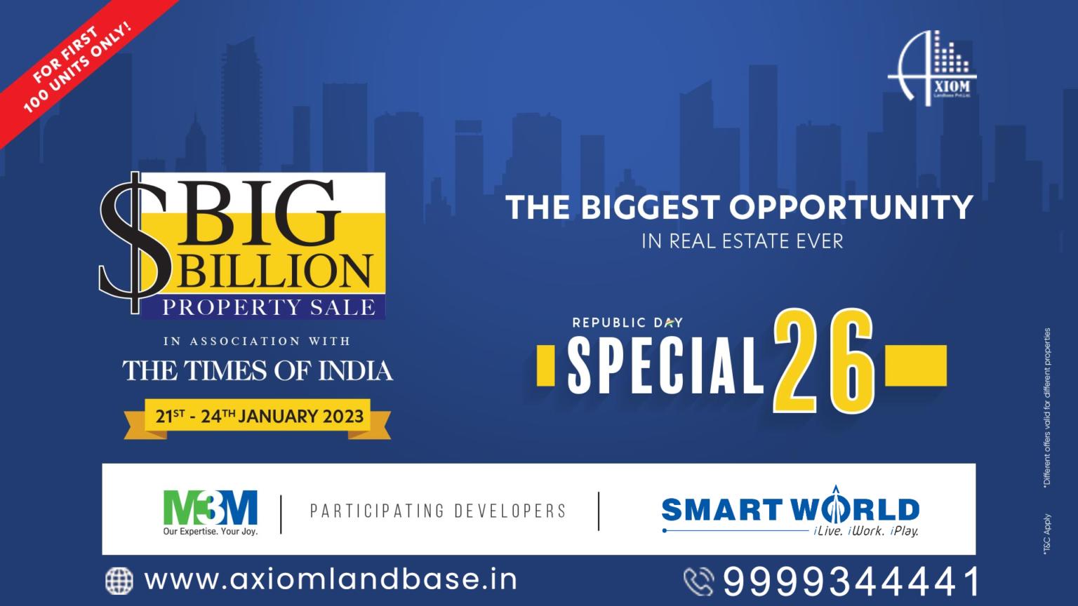 M3M & Smart World Special 26 Big Billion Property Sale 2023